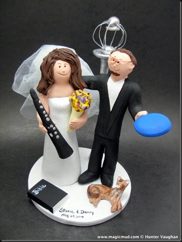 custom wedding cake toppers: Clarinet Players Wedding Cake Topper